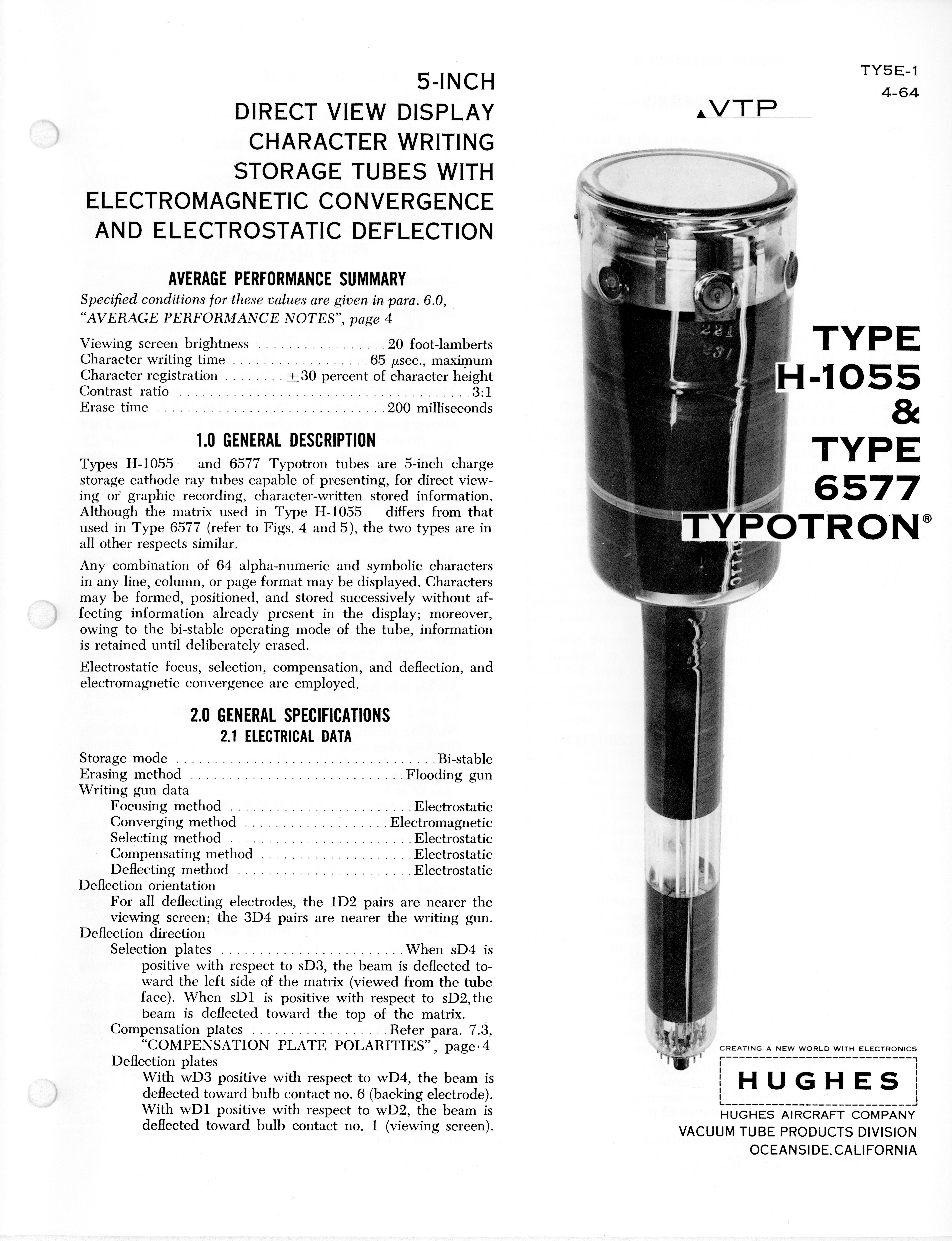 The RCA Selectron -- VTP / Hughes Direct View Storage Tube Reprints